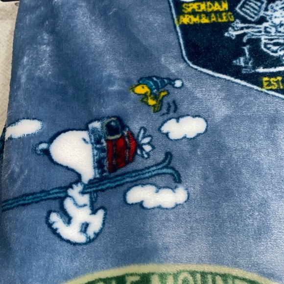 Peanuts | Holiday | Berkshire Snoopy Peanuts Woodstock Ski Shop Lodge Blue Velvet Soft Blanket ...